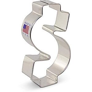 Dollar Sign Cookie Cutter, 3.75" Made in USA by Ann Clark