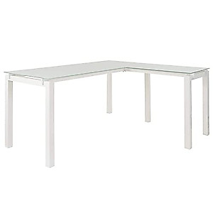 Signature Design by Ashley Baraga Contemporary Glass L-Shaped Home Office Desk, White