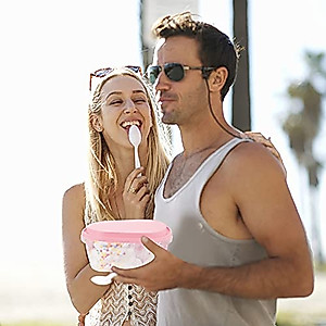 YARNOW 2pcs Ice Cream Storage Containers with Lids Homemade Ice Cream Tubs Oval Freezer Containers Storage Freezer Container Cake Boxes for Home Kitchen Pink