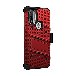 ZIZO Bolt Bundle for Moto G Power 2022 Case with Screen Protector Kickstand Holster Lanyard - Red