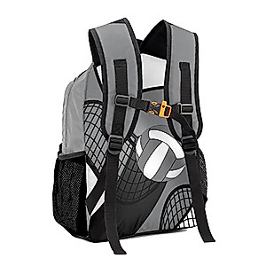 ArtGift Personalized Sports Volleyball Grey with Name Text Custom Backpack for Sport Camping Picnic, 12.2(L) x 5.9(W) x 16.5(H) Inch