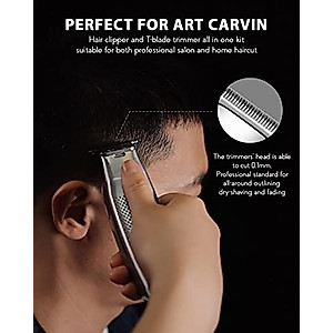 KBDS Professional Hair Clippers for Men, Cordless Clippers and T-Blade Hair Trimmer Barber Kit with Stainless Steel Blades and LED Display USB Rechargeable for Family and Salon