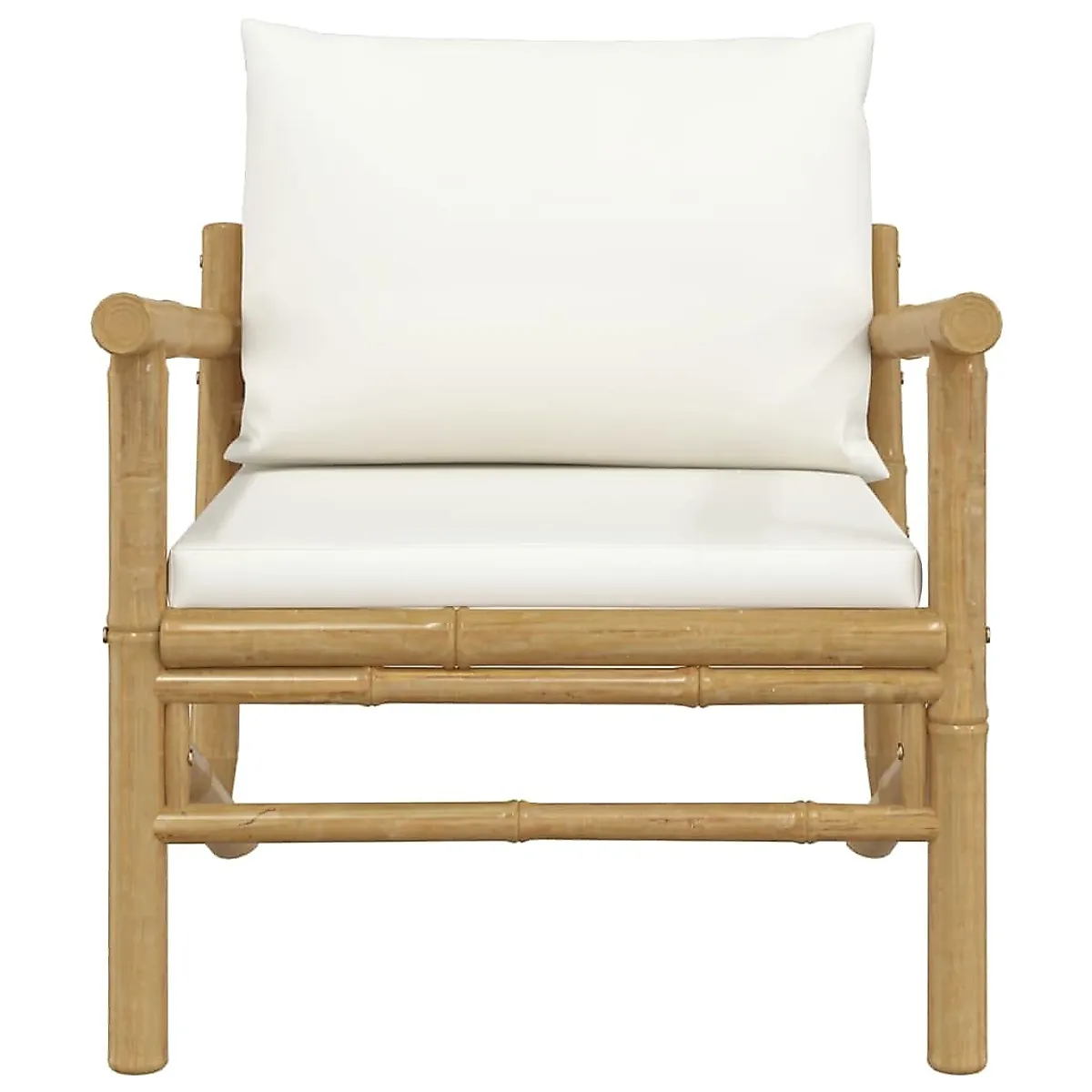 FAMIROSA Patio Chairs 2 pcs with Cream White Cushions Bamboo,19.5 KG,363462