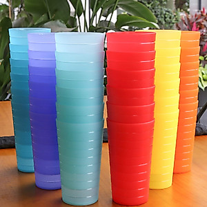AOYITE Reusable Plastic Cups 22 oz - Unbreakable Hard Kids Cups - BPA Free Dishwasher Safe Drinking Cup set of 12 - Stackable Water Tumblers for Kitchen Camping Party Outdoor