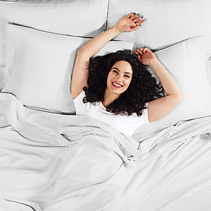 Myrtle Collection Superior Hotel Luxury 1500 Thread Count 4-Piece Bed Sheet Set Authentic Heavy Egyptian Cotton Fits Mattress 15" To 18'' Inch Deep Pocket, King Size, White Color { Style : Solid }