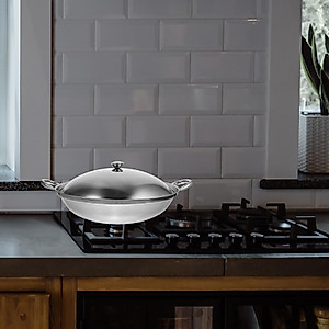 Stainless Steel Seafood Pot with Handle Cooking Pot Steel Frying Pan Flat Base Hot- pot for Noodle Ramen Dry Cooking Pan