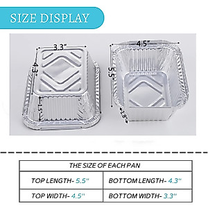 FUIIKEEM Small Aluminum Pans with Lids -(5"×4"×1.8") 1 LB Capacity Tin Foil Food Containers with Lids - 40 Pans and 40 Lids - for Cooking, Baking, Meal Prep