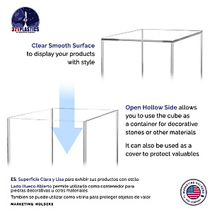 Marketing Holders 5" Acrylic Display Riser Box with One Open Side Versatile Clear Square Retail Merchandise Storage Bin or Product Platform