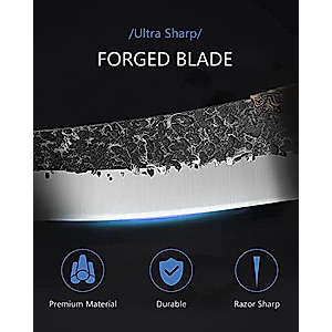 TIVOLI Professional Chef Knife Japanese Gyuto Knife Hand Forged Knife Meat Cleaver Full Tang Butcher Knife for Vegetables Meat Cutting for Kitchen Outdoor Cooking knifes Thanksgiving Christmas Gift