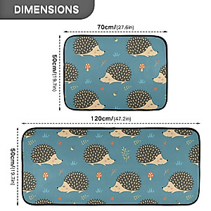 Hedgehogs Kitchen Mat Set of 2 Kitchen Rug Set Washable Non Slip Cushioned Memory Foam Kitchen Runner Rugs and Mats Comfort Standing Mat for Office Desk Sink Laundry Home Decor