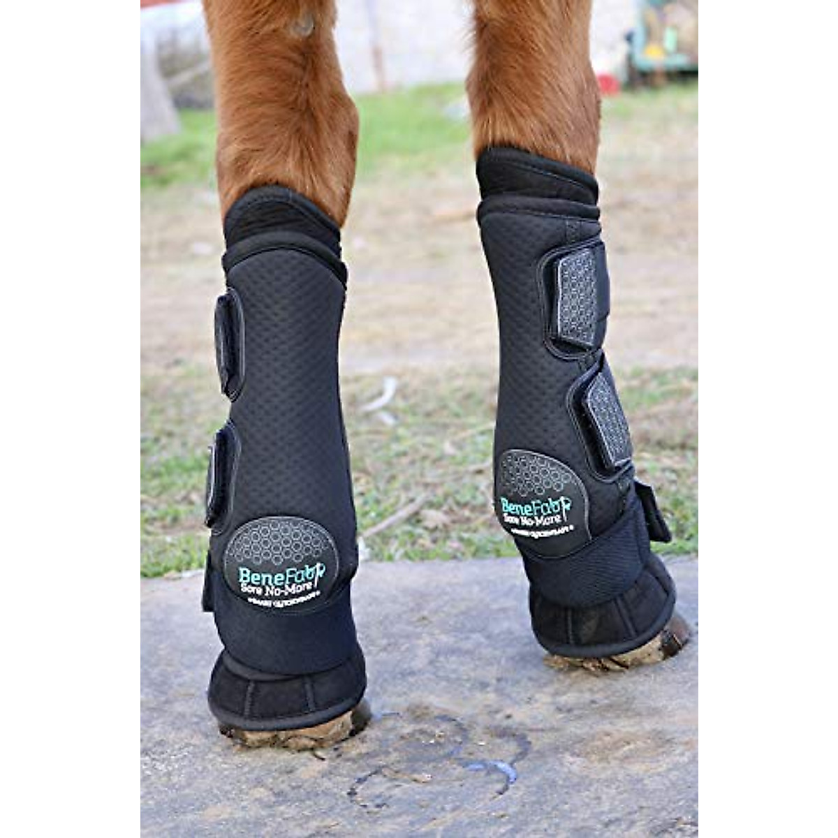 BENEFAB Therapeutic Smart HIND QuickWrap | 1 Pair/2PCS Wraps with Far-Infrared Technology & Magnetic Therapy | Stable or Shipping Boot | Prevent Injuries | Reduce Pain & Stiffness | Black