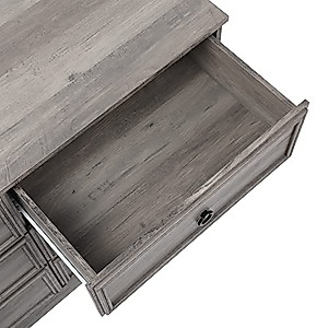 LGHM Modern 6 Drawer Dresser, Dressers for Bedroom, Chest of Drawers Closet Organizers and Storage Clothes - Easy Pulls Handle, Textured Borders Living Room, Hallway, Gray Wash