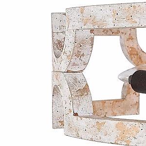 Farmhouse Wood Semi Flush Mount Ceiling Light, Distressed White Vintage Drum Close to Ceiling Light Fixture for Bedroom, Hallway, Kitchen, Dining & Living Room, Foyer and Bathroom