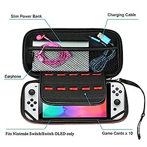 Carry Case Made For Nintendo Switch/Switch OLED Console Custom Name Case with 10 Games Cartridges Protective Travel Case Cool Groovy 3D Name NC3