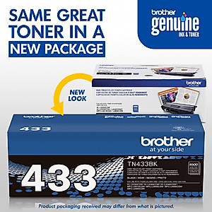 Brother Genuine TN433BK High Yield Toner-Retail Packaging , Black, 1 Size