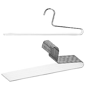 Mawa by Reston Lloyd Trouser Series Non-Slip Space-Saving Clothes Hanger with Single Rod for Pants, Style KH/1, Set of 10, White