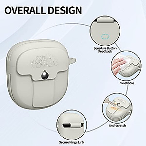 Case for Bose QuietComfort Earbuds II (2022), Silicone Safety Lock 360°Full-Body Shockproof and Scratch Resistant for Bose QC II with Carabiner and Lanyard(Off-White)