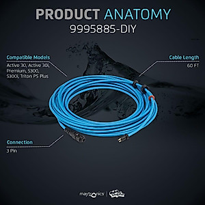 Dolphin Genuine Replacement Part — Durable 60 FT Blue Cable for Agile Robot Movement — 9995885-DYI