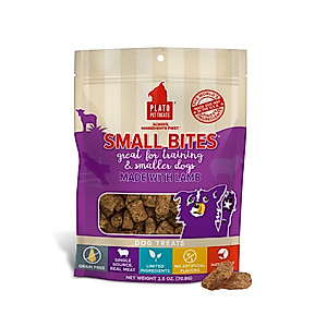 PLATO Pet Treats Small Bites - Air-Dried Training Treats for Dogs - Supports Healthy Digestion - Limited Ingredients - Lamb 2.5oz