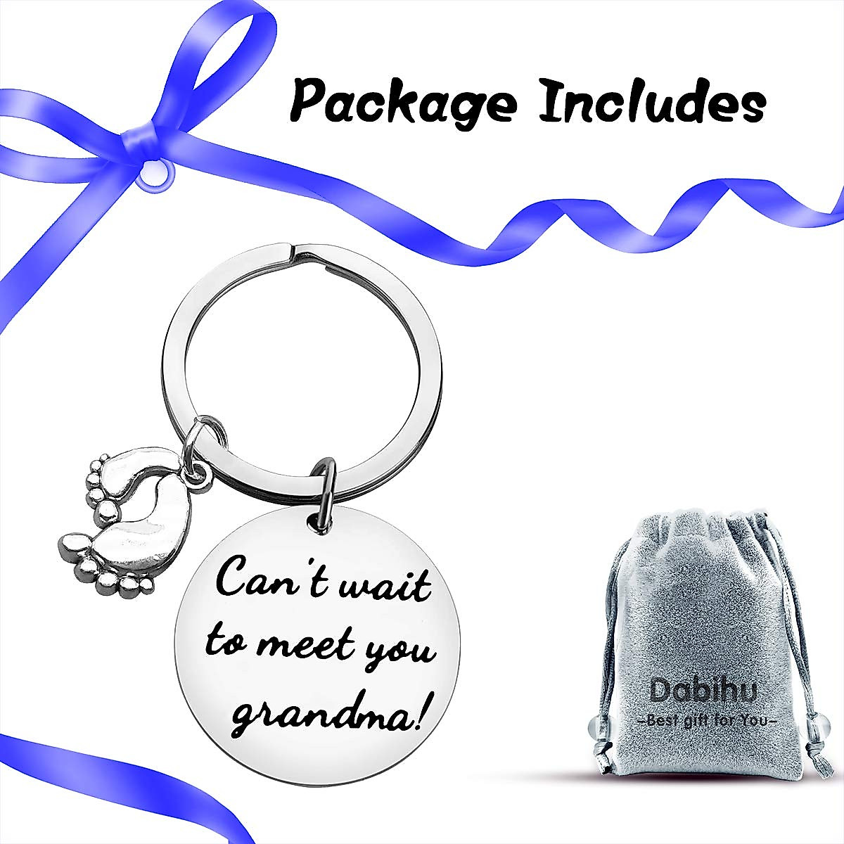 Grandma to Be Pregnancy Announcement Keychain Can't Wait to Meet You Grandma Keyring Baby Birth Announcement Jewelry Gift for Grandparents