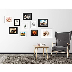 Golden State Art, 10 Pack Self Assemble Acid Free Cardboard/Paper Frames Photo Mat with Backing Board pre-gummed for Artworks, Prints, Photos, Includes Clear Bags (Black, 11x14 Mat for 8x10 Picture)