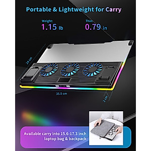 KeiBn Upgrade Laptop Cooling Pad A9,KeiBn All Aluminum-Alloy Laptop Cooler Fan for 10-15.6 Inches, 10 Modes RGB Colors Light, 3 Heights Stand, 2 USB Ports, Space Gray