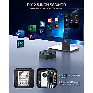 KAMRUI AK1PLUS Mini PC,12th Intel Alder Lake- N95 up to 3.4 GHz,8GB RAM+256GB M.2 SSD,Mini Computer Windows 11 Pro, Support 2.5" SSD (up to 2TB),WiFi 2.4G/5G,BT 4.2,4K, Business, Home, Office