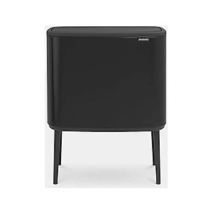 Brabantia Bo Trash Can - 1 x 9.5 Gal Inner Bucket (Matt Black) Waste/Recycling Garbage Can, Removable Compartment