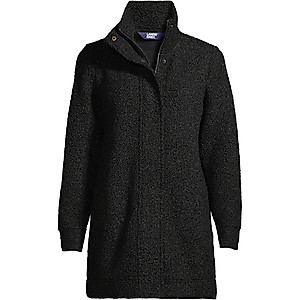 Lands' End Womens Boucle Coat Black Plus 2x