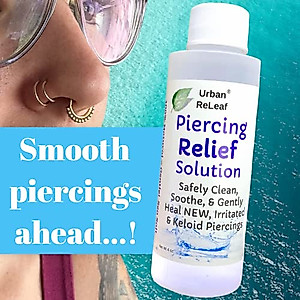Urban ReLeaf 8 oz. Set Piercing Relief Solution ! Aftercare Sea Salt Help for Keloid, Bump, Irritated & New. Made in USA. Clean Soothe Heal Natural