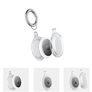 Clear Case for AirTag Keychain, Full Body Protective Cover for Apple Tracker, Secure Holder on Dog Collar, Wallet Anti Lost Finder with Loop Accessories(Black)