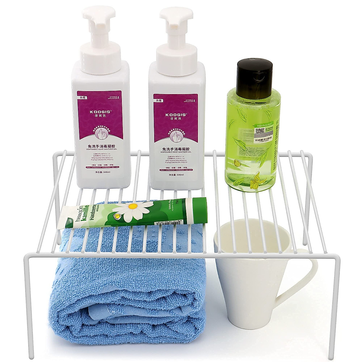 Redrubbit Large (15.7 x 9. 4 Inch) Cabinet Storage Shelf Rack, Rustproof Kitchen Counter and Cabinet Shelf, Storage Rack Organizer for Kitchen, Fridge, Cabinet, Bathroom, Set of 2