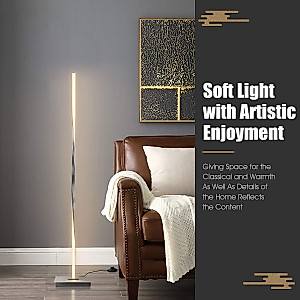Tangkula Helix LED Floor Lamp for Living Rooms, 48 Inch Modern Tall Bright Contemporary Standing Pole Light with Built-in Foot Switch, for Bedrooms & Offices (Silver)