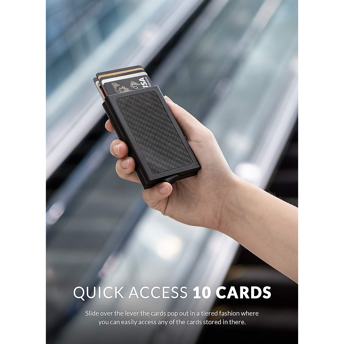 VULKIT Pop Up Wallet, Slim Minimalist Credit Card Holder RFID Blocking Metal Card Case for Men or Women