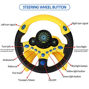 Coherny Simulated Driving Controller Portable Simulated Driving Steering Wheel Copilot Toy Children's Educational Sounding Toy Small Steering Wheel Toy Gift Funny Interactive Driving Wheel with Music