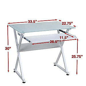 OneSpace Ultramodern Glass Computer Desk, Black