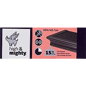 HIGH & MIGHTY 515605 Decorative 18" Floating Shelf Holds up to 15lbs, Easy Tool-Free Dry Wall Installation, Beveled, Retail Packaging, Black