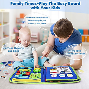 URMYWO Busy Board for Toddlers, Montessori Toys Busy Book for 1 2 3 4 Year Old Toddlers Preschool Learning Activities with Alphabet Number, Animal Travel Toys Gifts for Plane Car Motor Skills