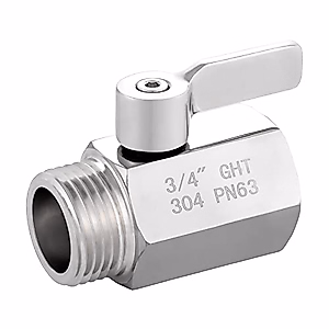 Walkinginrain Stainless Steel Garden Hose Shut Off Valve,3/4" GHT Female × 3/4" GHT Male