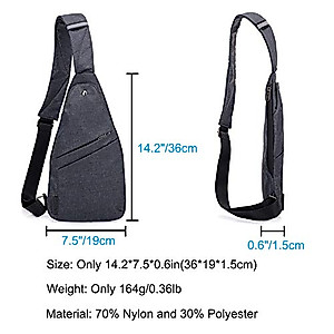 Strangefly Lightweight Sling Bag for Men Crossbody Pocket Bag Casual Shoulder Backpack Anti-Theft Side Chest Bag Daypack Black