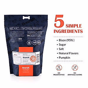 Flourish Pets Jerky Sticks, Dog Treats, Healthy Training Chews (Bison, Large)