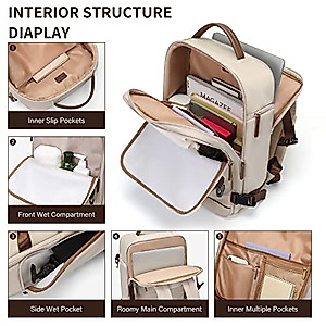 GOLF SUPAGS Laptop Backpack with Separate Laptop Compartment Fits 15.6 Inch Notebook Large Capacity Computer Bag for Women Work Travel College Backpacks (Apricot)