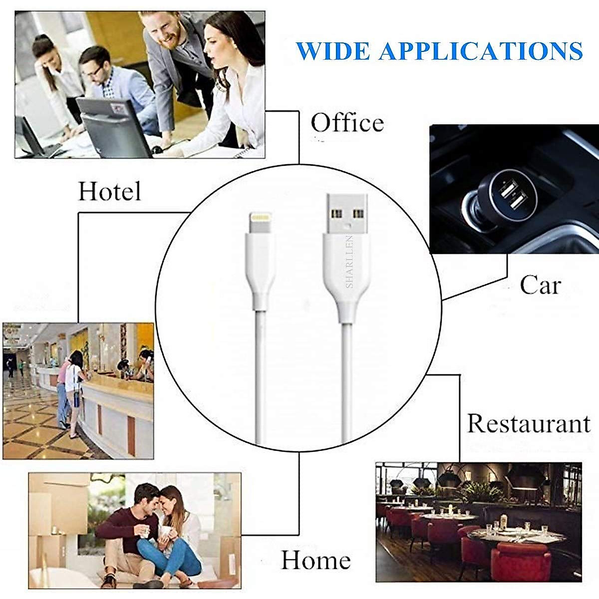 sharllen iPhone Charger Cable Lightning Cable 5 Pack[3/3/6/6/10FT] Fast Charging Cords Syncing Extra Long USB iPhone Charging Cable Compatible iPhone 11/ XS/Max/XR/X/8/8P/7/7P/6/iPad/iPod White