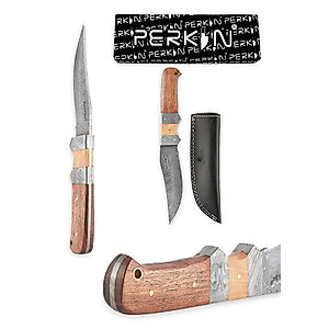 Perkin HK899 Damascus Steel Hunting Knife With Sheath