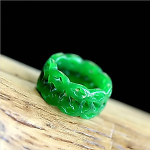 通用 New emerald ring men's and women's universal ring hollowed out carved jade ring couple marriage jewelry (10)