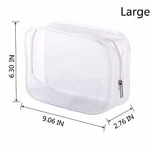 BEFORYOU 6 Pack Clear Toiletry Carry Pouch with Zipper Portable Plastic Waterproof Cosmetic Bag TSA Approved for Vacation Travel Bathroom and Organizing (White, Small and Large)