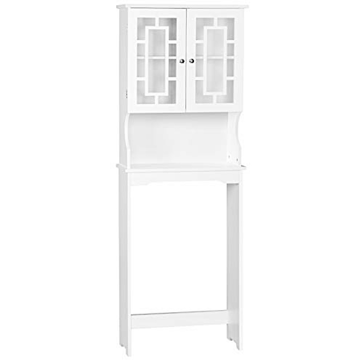 BestComfort Over The Toilet Storage Cabinet, Home Bathroom Space Saver Organizer Above Toilet, Double Doors and Adjustable Shelf, Wooden Freestanding Toilet Storage Rack Unit, 67 in H (White)