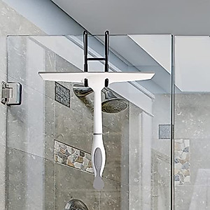 Shower Door Hooks 2Pack,304 Stainless Steel Matte Black Appearance Punch Free Bathroom Frameless Glass Door Thower Hooks,for Robe,Bathing Suits,Towel and Squeegee Hooks Up.(Black)