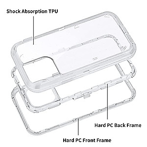 Coolden for iPhone 14 Pro Max Hybrid Clear Phone Case, Heavy Duty Protective Dual Layer Shockproof Case with Hard PC Bumper Soft TPU Back for iPhone 14 Pro Max 6.7 inch Transparent