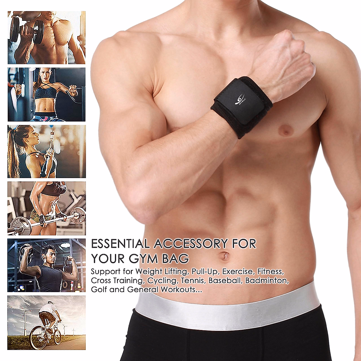 HiRui Wrist Compression Strap Wrist Brace Wrist Band Wrist Support for Fitness, Weight Lifting, Tendonitis, Carpal Tunnel Arthritis, Wrist Pain Relief, Wrist Wraps for Men Women, Adjustable (2 PCS)